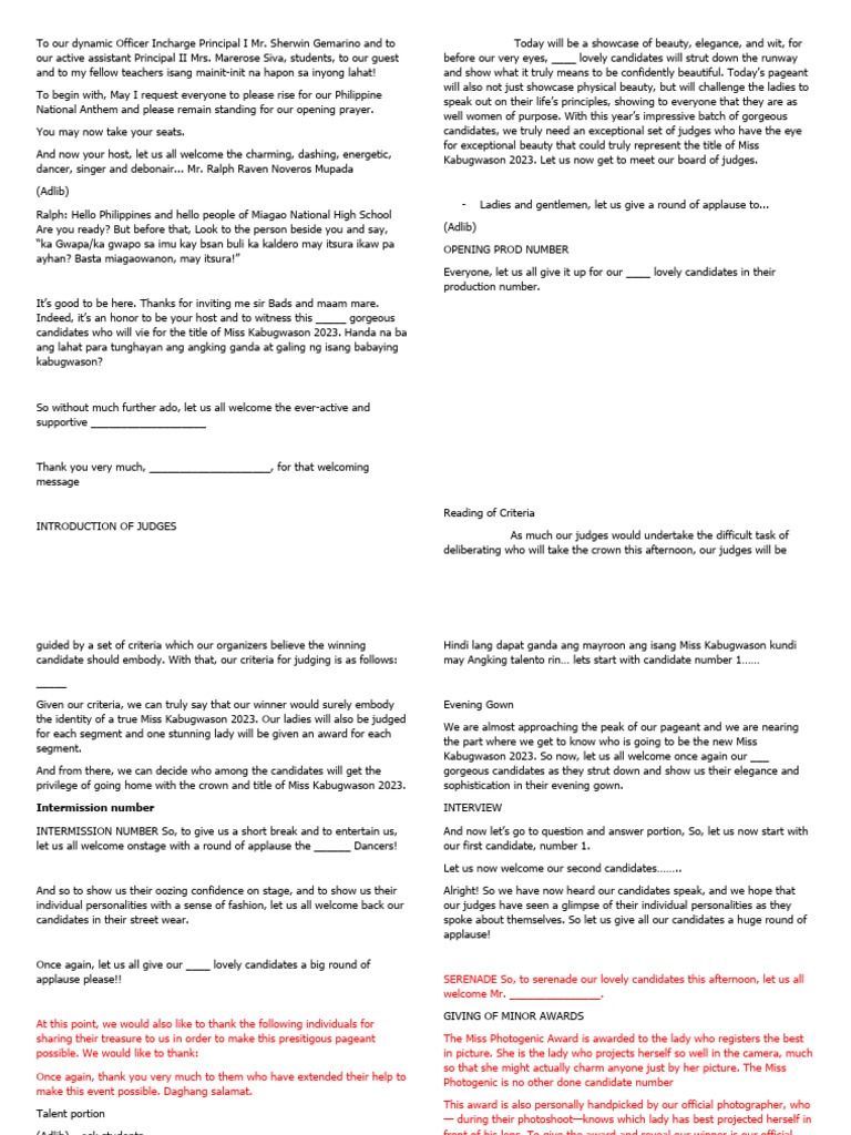 Script For Ms Kabugwason | PDF