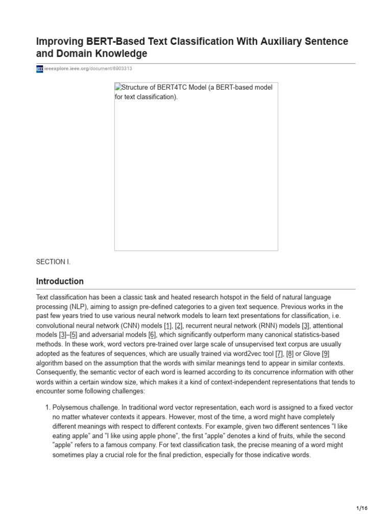 Improving BERT-Based Text Classification With Auxiliary Sentence and ...