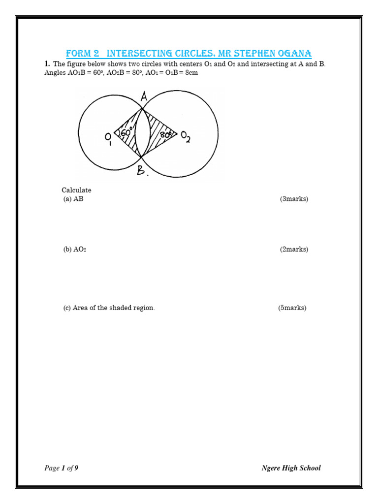 2.12 Intersecting Circles | PDF | Area | Angle