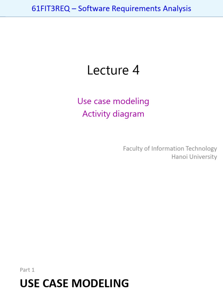 REQ - Lecture 4 | PDF | Use Case | System