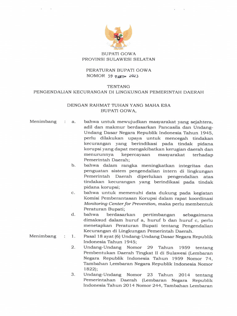Perbup Nomor 59 Tahun 2023 | PDF