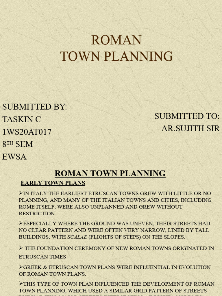 Roman Town Planning Overview | PDF | Ancient Rome