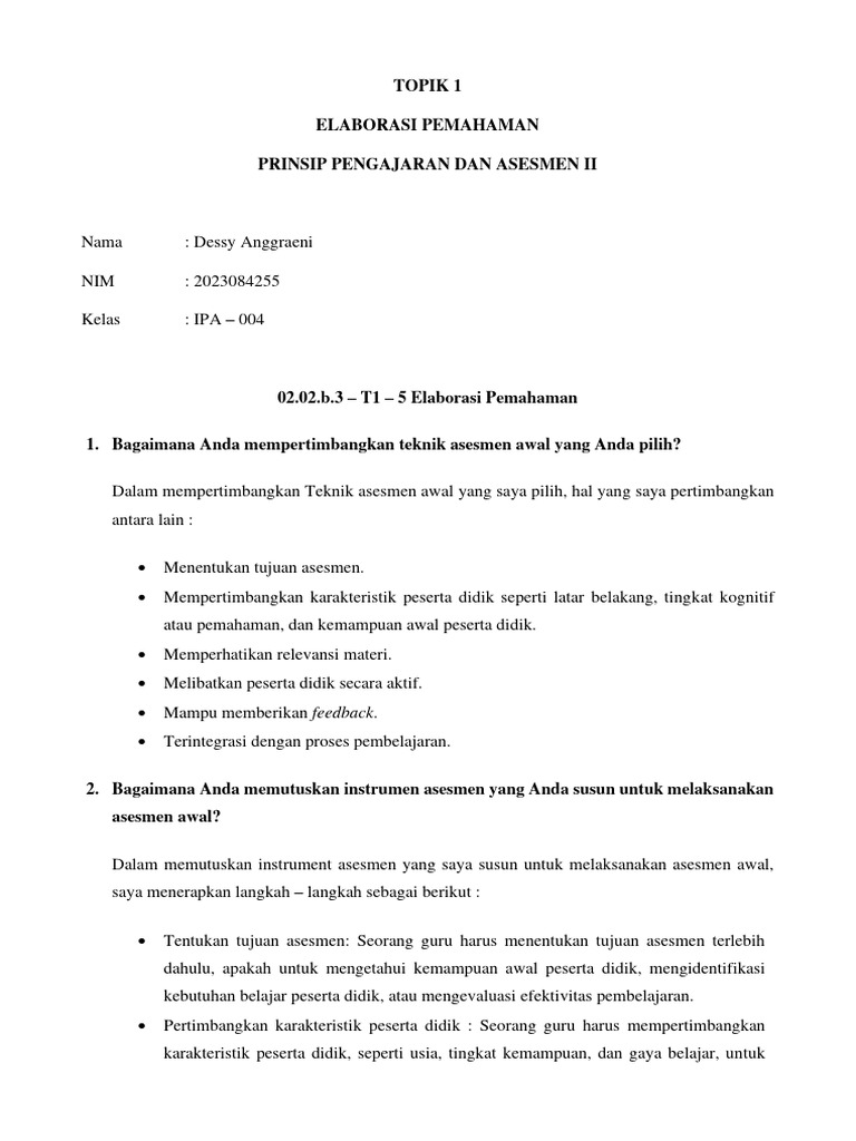 Teknik Asesmen Awal Guru | PDF