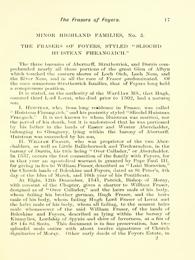 History of the Frasers of Foyers | PDF | Highlands And Islands Of ...