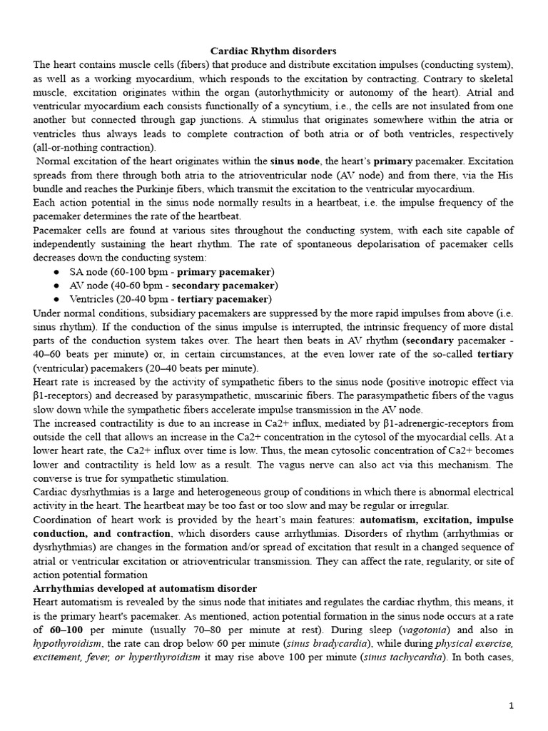 Cardiac Rythm Disorders-Arhythmias - 2024 | PDF | Heart | Atrium (Heart)
