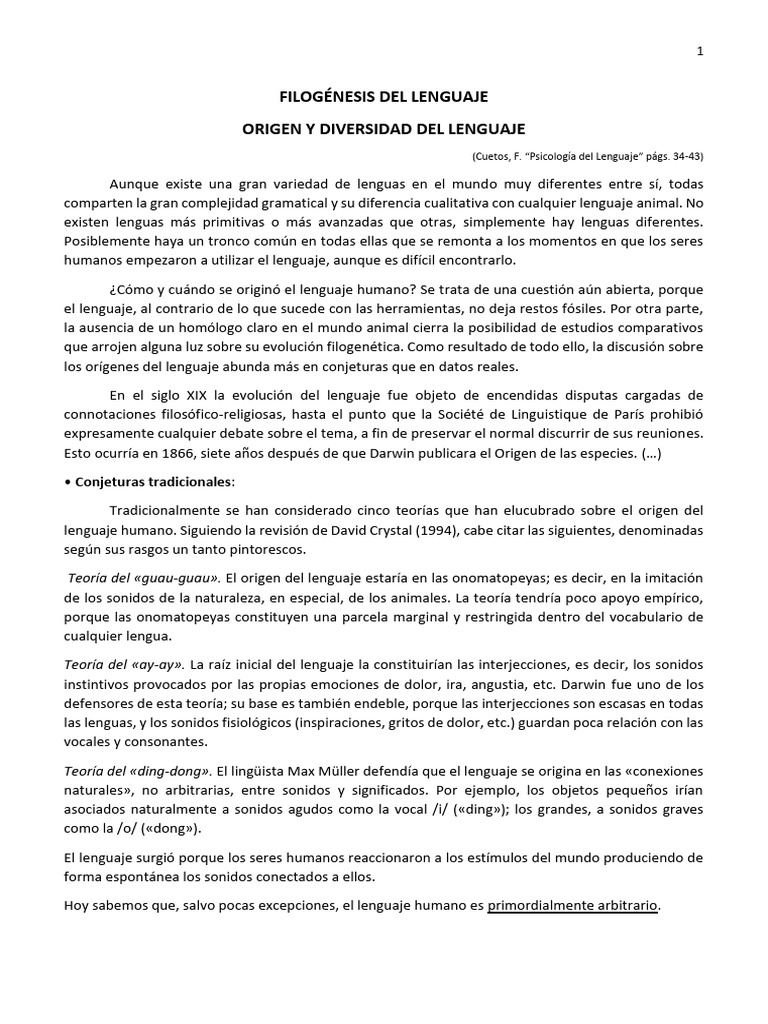 Unidad 1 FILOGÉNESIS DEL LENGUAJE | PDF | Evolución humana | Humano