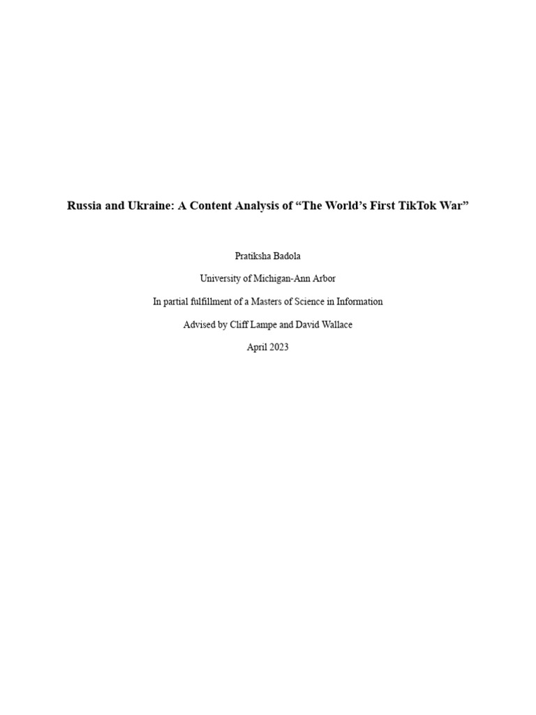 TikTok's Role in the Russia-Ukraine War | PDF | Social Media | Popular ...