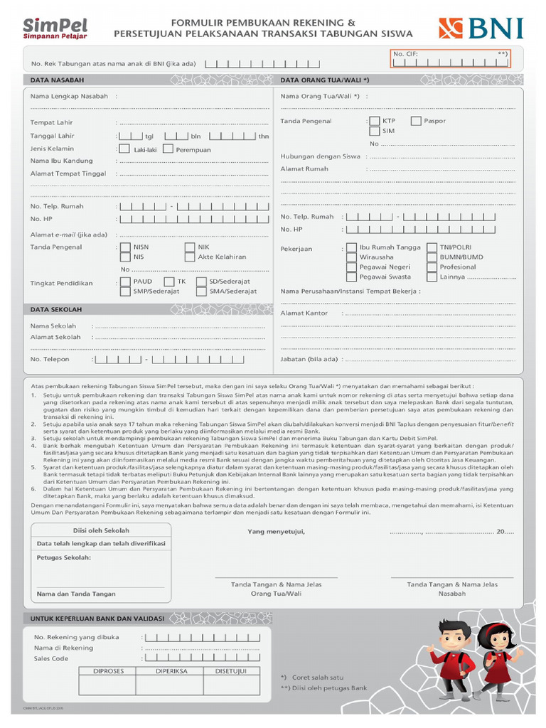 Aplikasi SIMPEL BNI - (Kertas F4 Print 1 KALI) | PDF