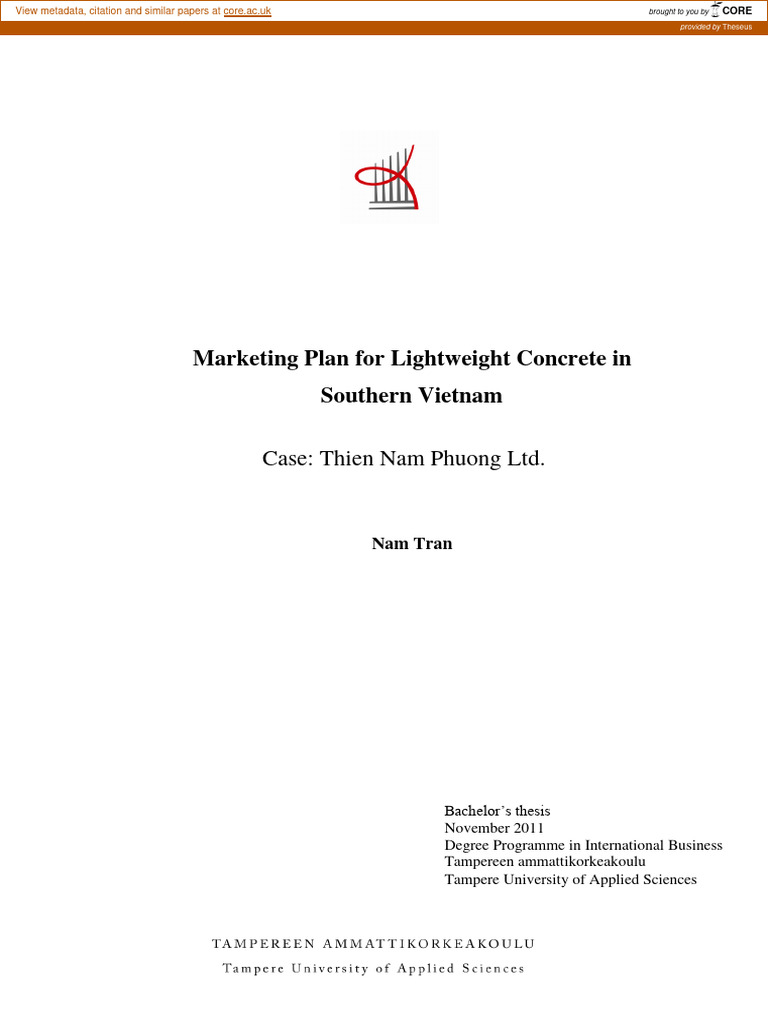Marketing Plan For Lightweight Concrete in Southern Vietnam | PDF ...