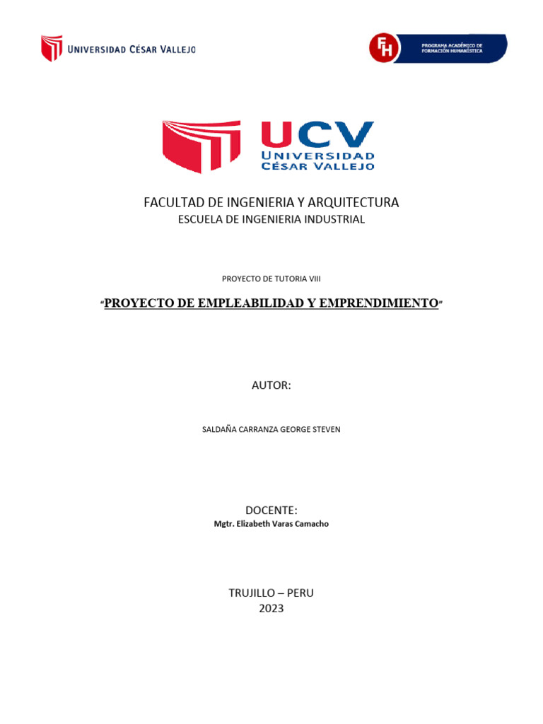 Proyecto de Empleabilidad y Emprendimiento 2023 Examen Final | Descargar gratis PDF | Ingeniería ...
