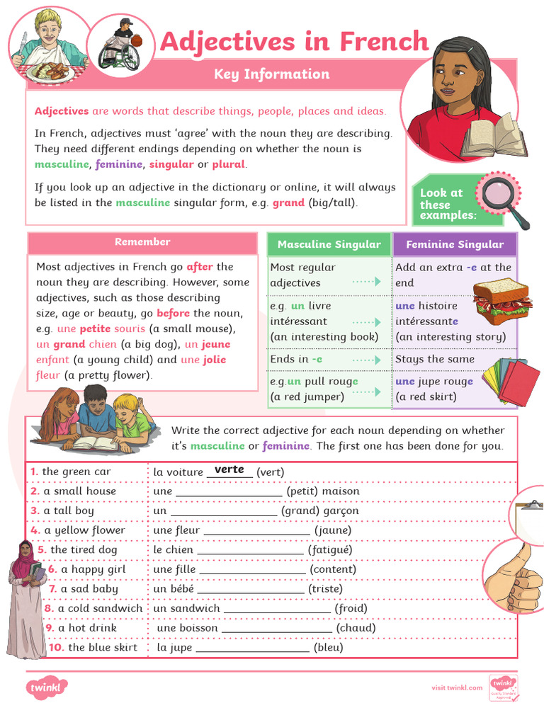 French-Adjectives-Activity and Rules | PDF | Grammatical Gender | Adjective