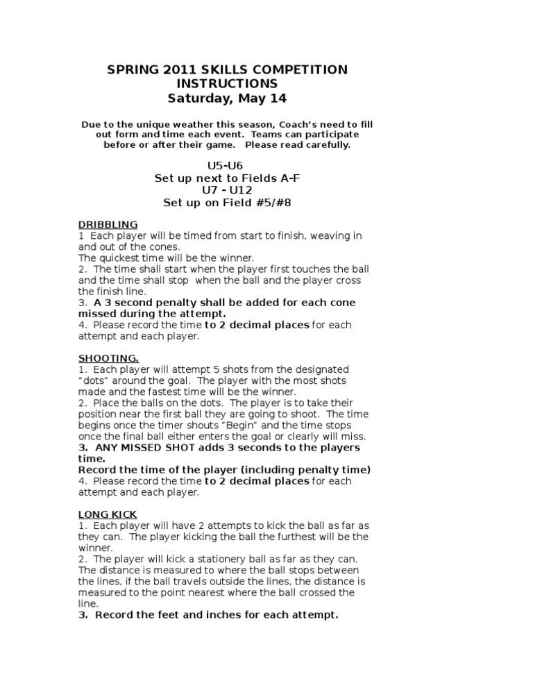 Skills Competition Instructions | PDF