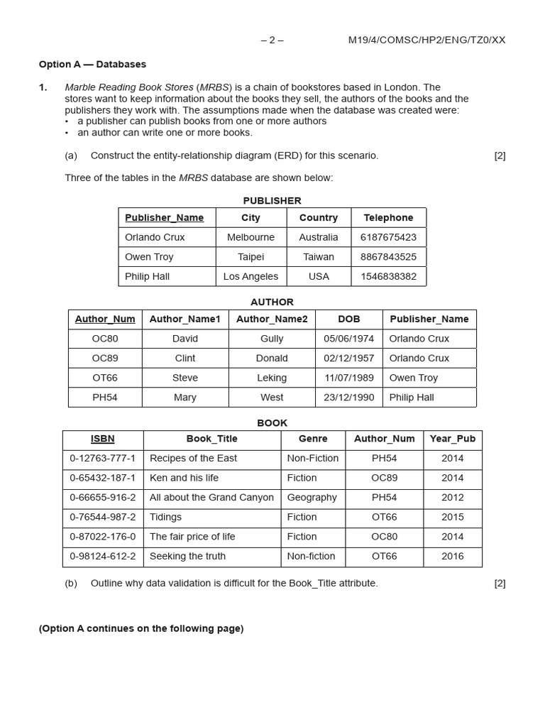 Computer Science Paper 2 HL | PDF | Data Warehouse | Databases