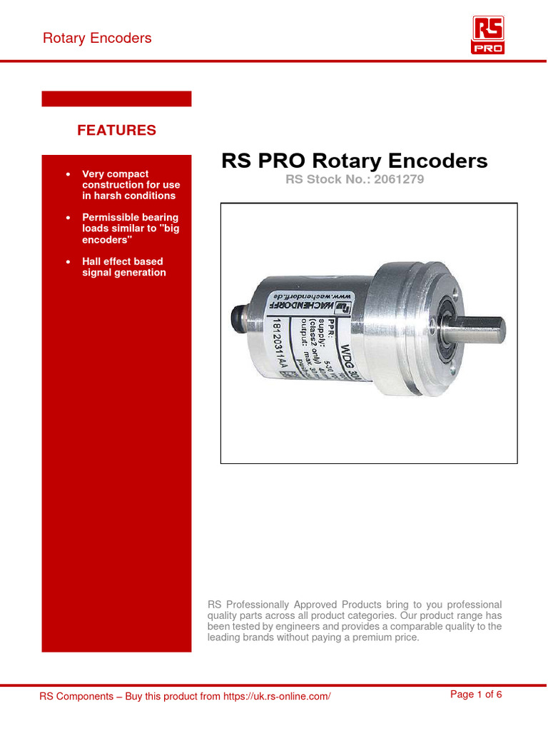 RS PRO Rotary Encoders: Features | PDF | Electric Power | Computer Engineering