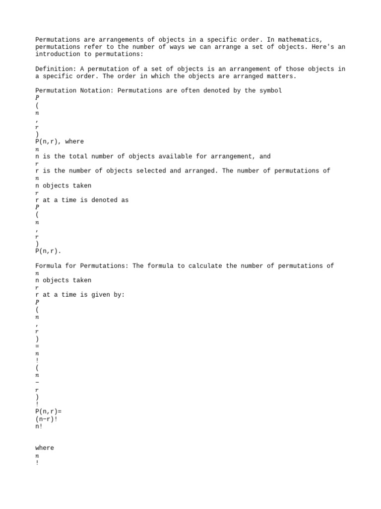 Introduction to Permutations in Math | PDF