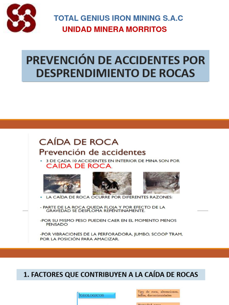 Prevención de Accidentes Por Desprendimiento de de Rocas | PDF | Minería