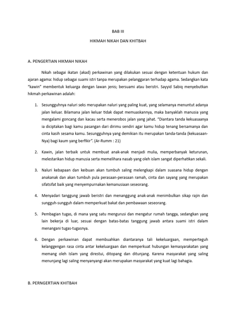 Bab Iii Hikmah Nikah Dan Khitbah | PDF
