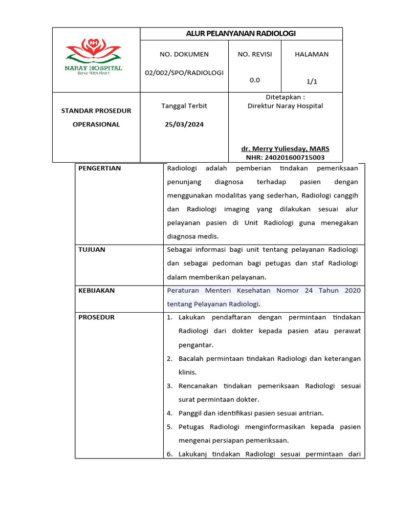 002 Alur Pelayanan Radiologi | PDF | Teknologi & Rekayasa