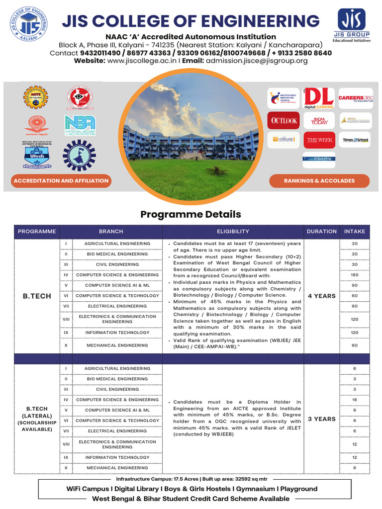 JIS College of Engineering Admission Guide | PDF | Academic Degree | Engineering