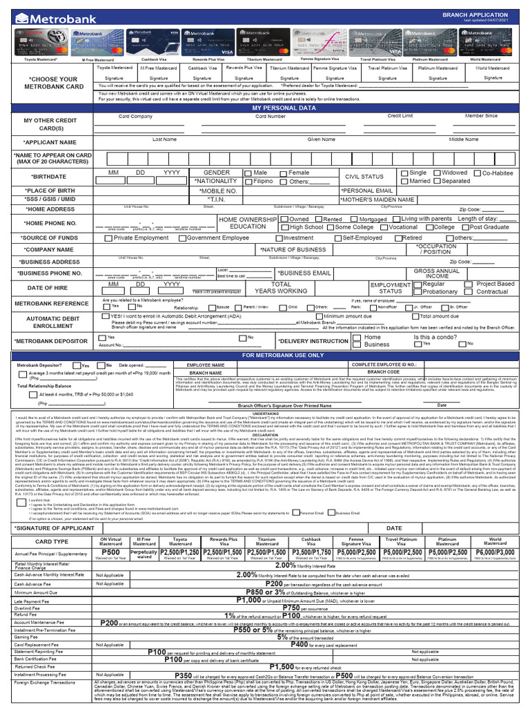 MCC Form Nov 2021 | PDF | Credit Card | Finance & Money Management