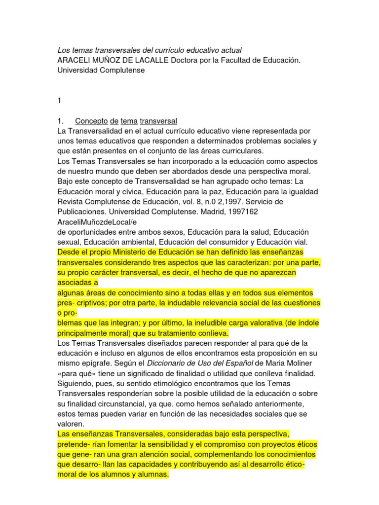 Temas Transversales en Educación | PDF | Paradigma | Plan de estudios