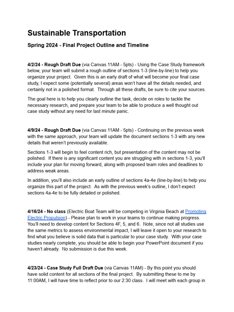 Sustainable Transportation Project Timeline | PDF