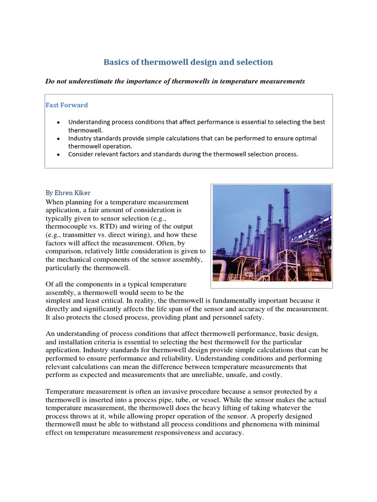 Basics of Thermowell Design | PDF | Building Engineering | Chemical ...