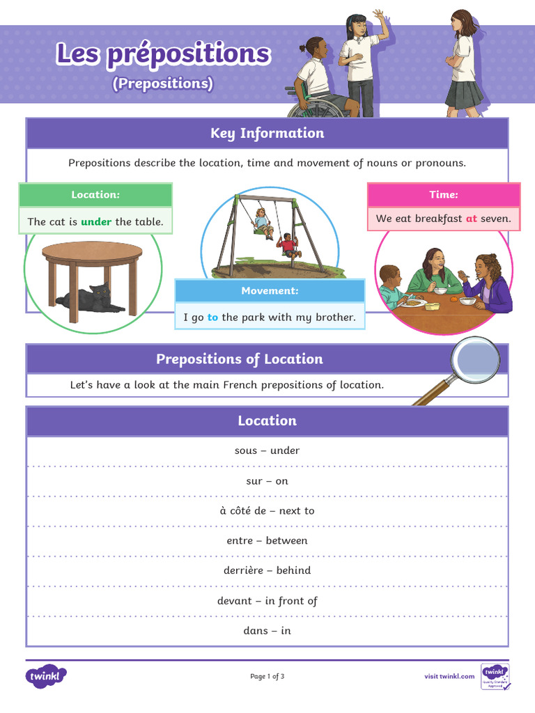 French-prepositions-worksheet_ver_1 | PDF | Syntax | Linguistic Morphology