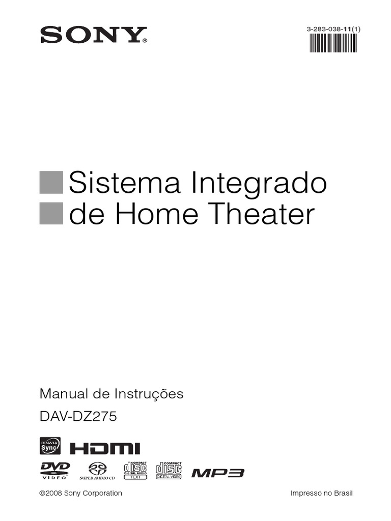Manual DAV-DZ275 Sony Brasil | PDF | DVD | Disco compacto (CD)