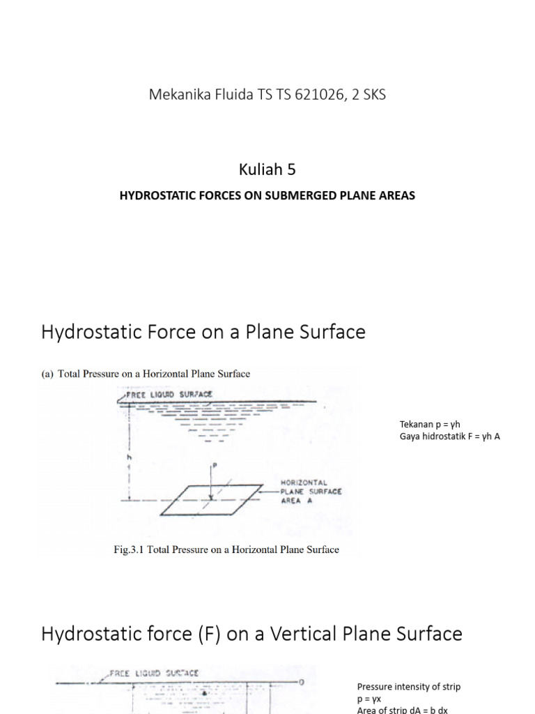 Hydrostatic Forces on Submerged Areas | PDF | Pressure | Force