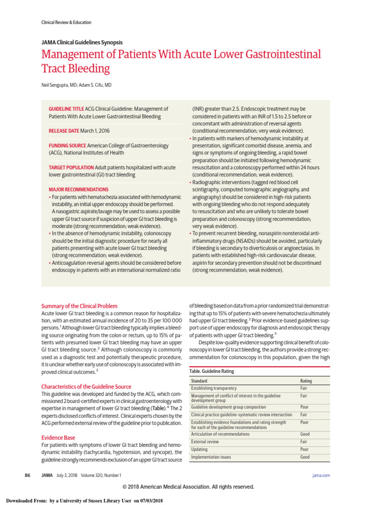 Jama Article - Management of PatientsWith Acute Lower Gastrointestinal ...