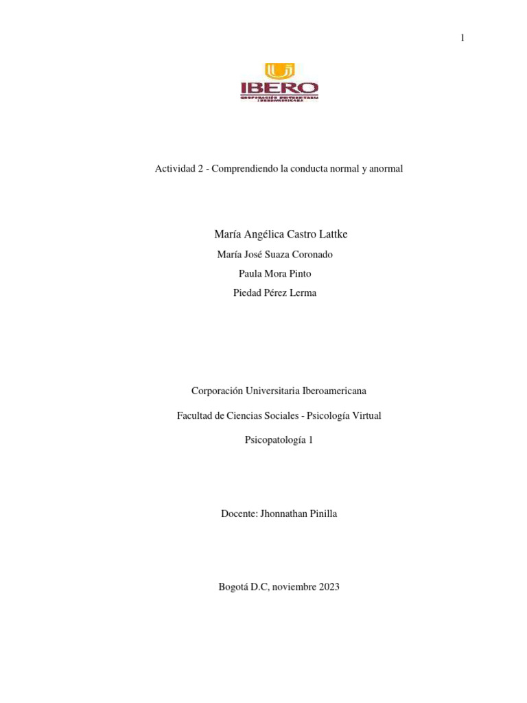 Actividad 2 - Comprendiendo La Conducta Normal y Anormal | PDF ...