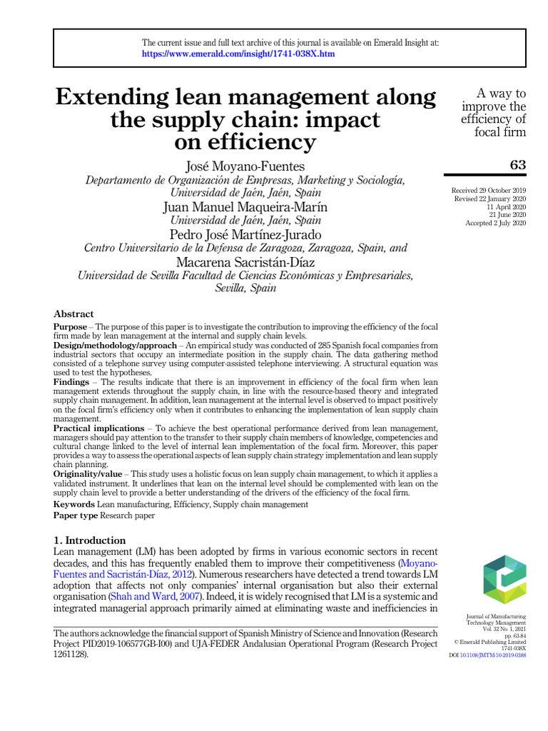 Extending Lean Management Along Download Free Pdf Supply Chain Lean Manufacturing