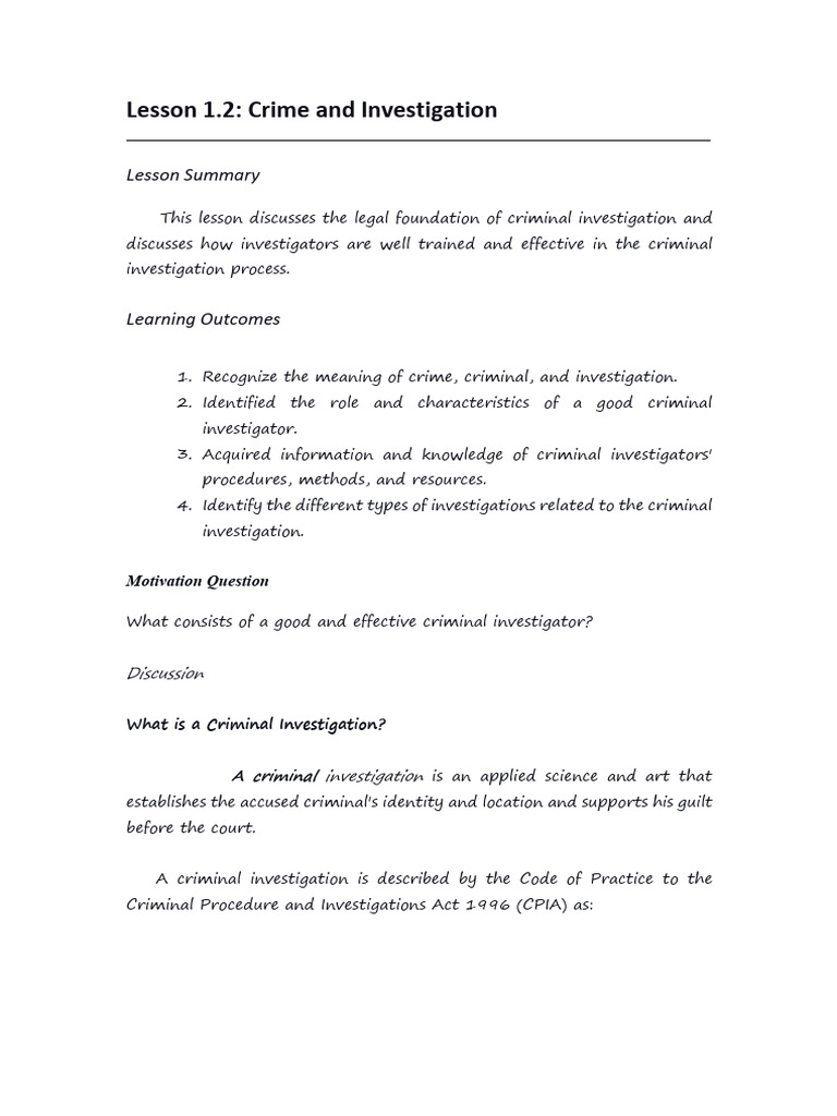 Lesson 1.2 CrDI101 | Download Free PDF | Crimes | Crime & Violence