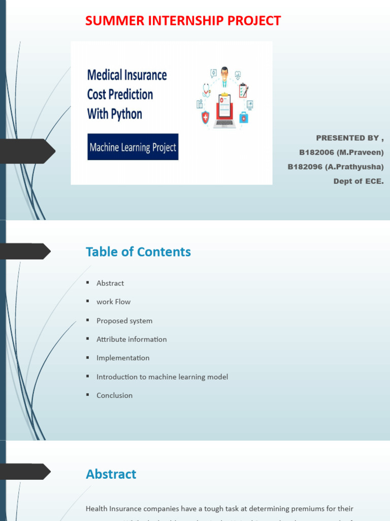 Medical Insurance Cost Prediction Using ML | PDF | Machine Learning ...