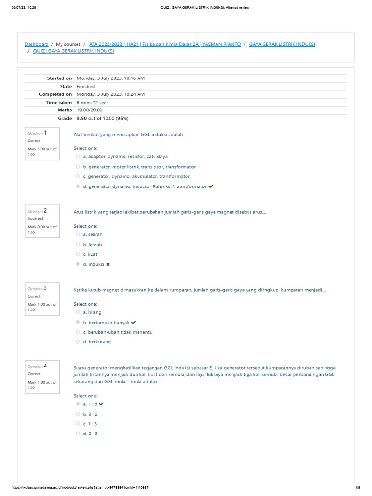 Kuis GGL Induksi Mahasiswa Fisika | PDF | Metode & Bahan Ajar | Teknologi & Rekayasa