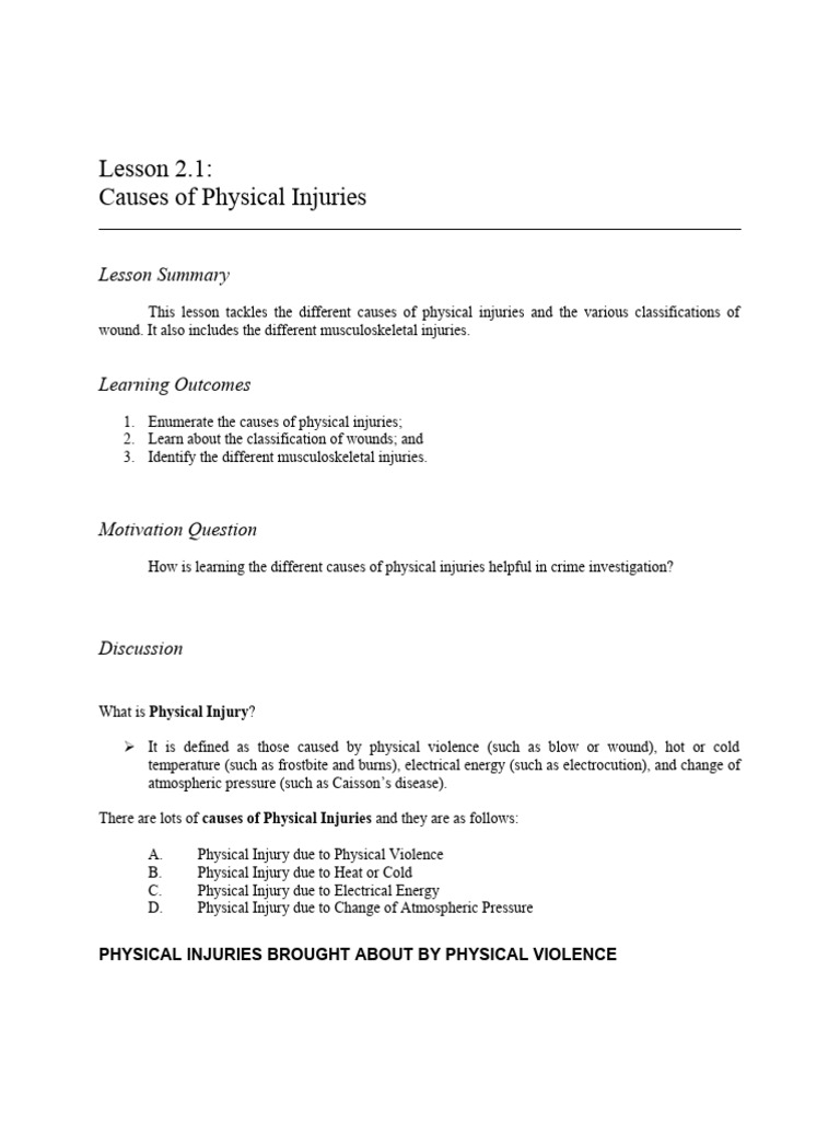Physical Injury Causes & Types | PDF | Burn | Clinical Medicine