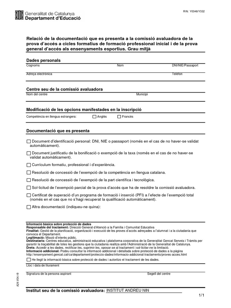 Full RESUM Documentació Presentada AN | PDF