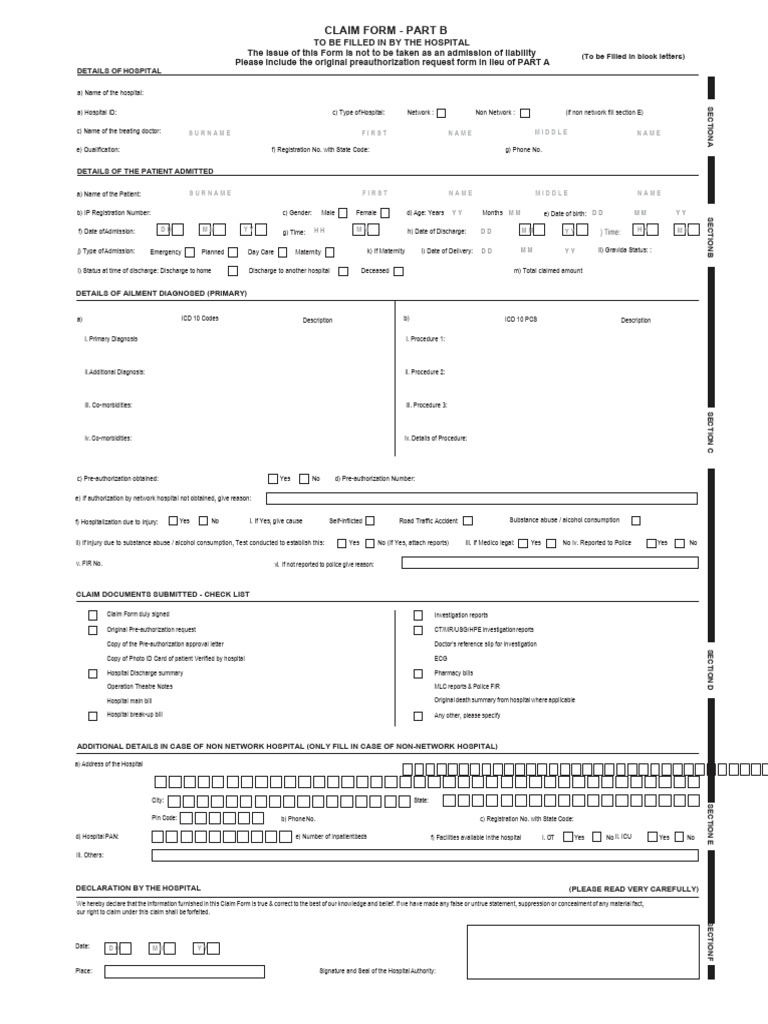 Form B Oriental For Hospital | PDF | Hospital | Health Care