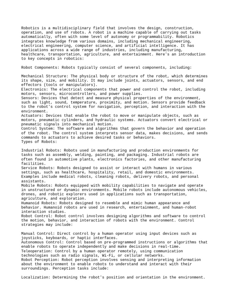 Robotics | PDF | Robotics | Robot