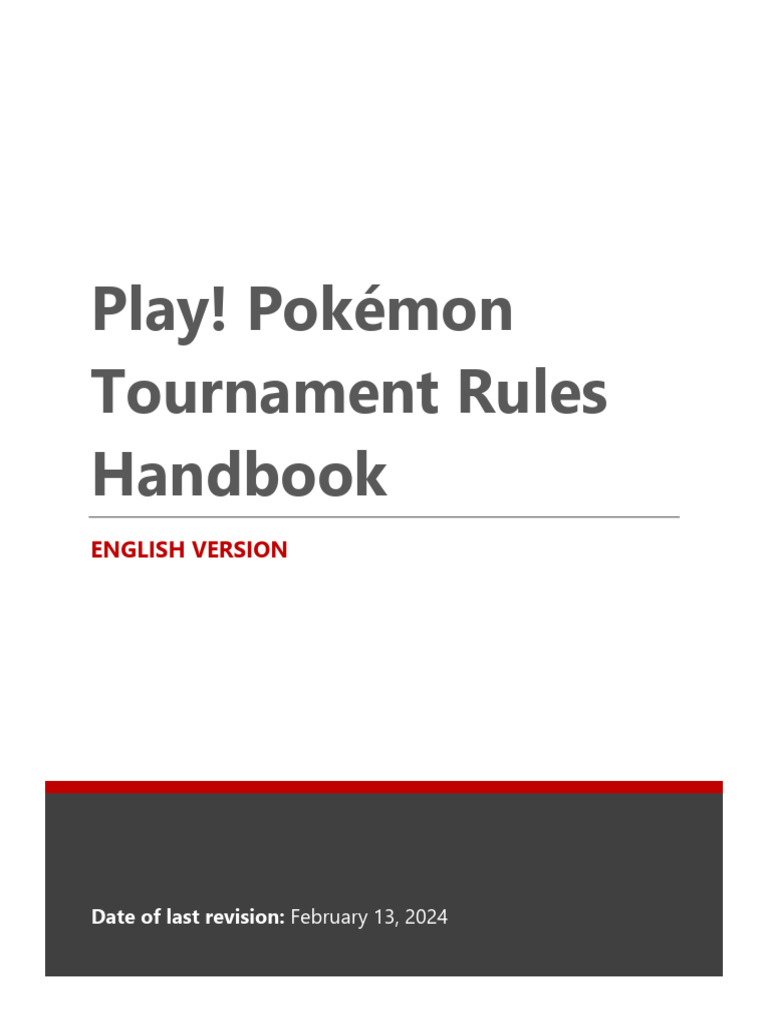Pokemon Tournament Rules Handbook | PDF | Tournament | Pokémon