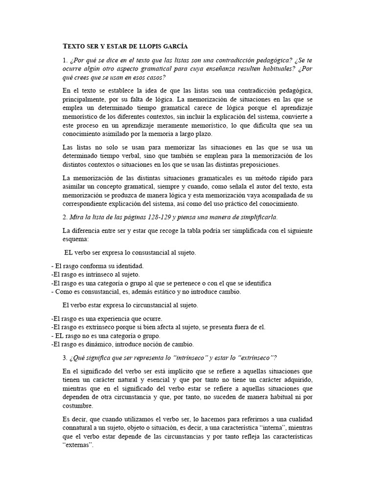 Diferencias entre ser y estar en ELE | PDF | Verbo | Memoria