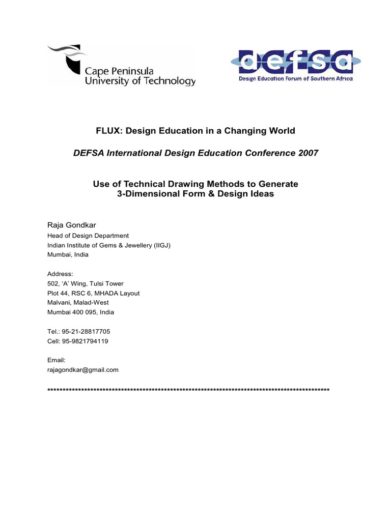 3D Form Generation through Technical Drawing | PDF | Technical Drawing ...