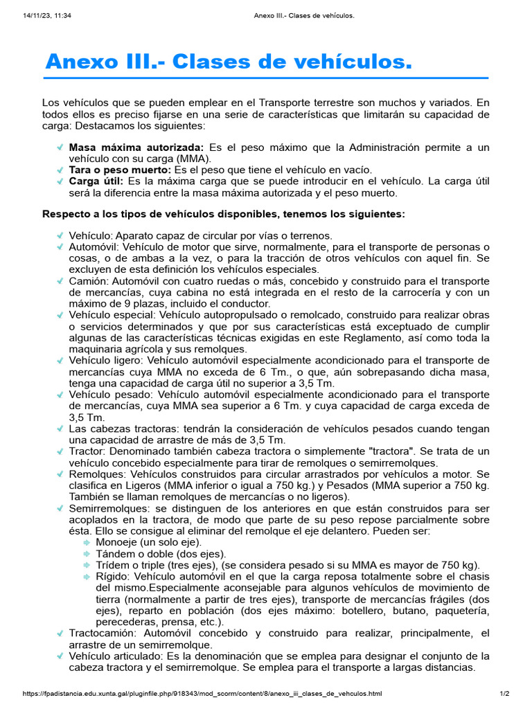 Anexo III. - Clases de Vehículos | PDF | Camión | Eje