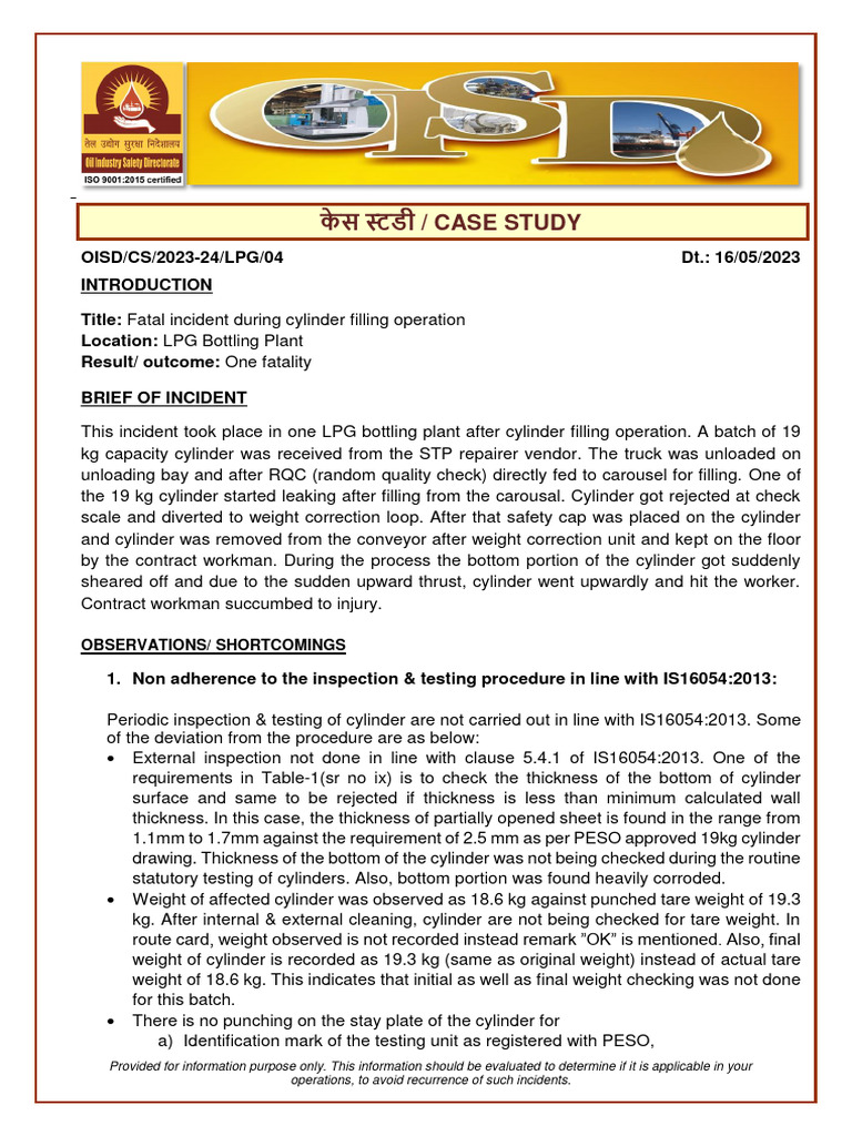 Case Study - Cylinder Rupture | PDF | Home & Garden | Technology ...