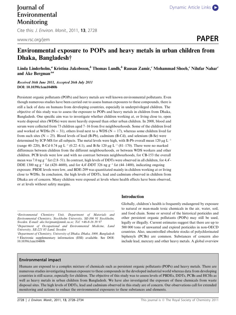 Environmental Exposure To POPs and Heavy | PDF | Wellness | Science ...