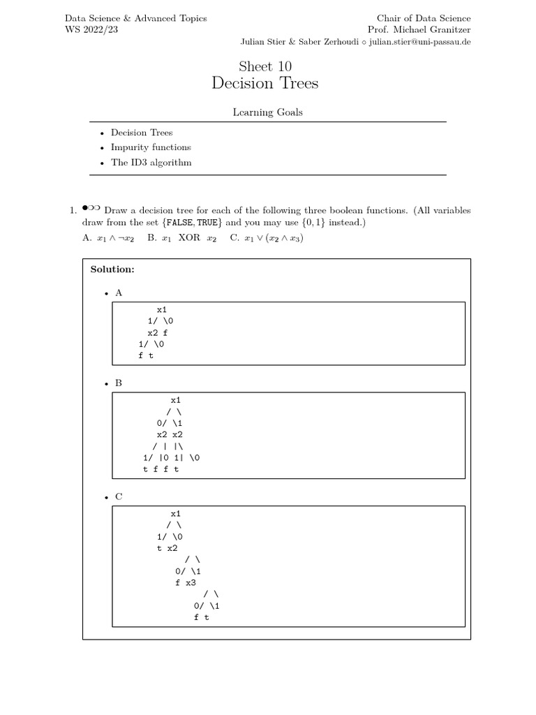 Solution 10 Decision Trees | PDF | Algorithms | Applied Mathematics