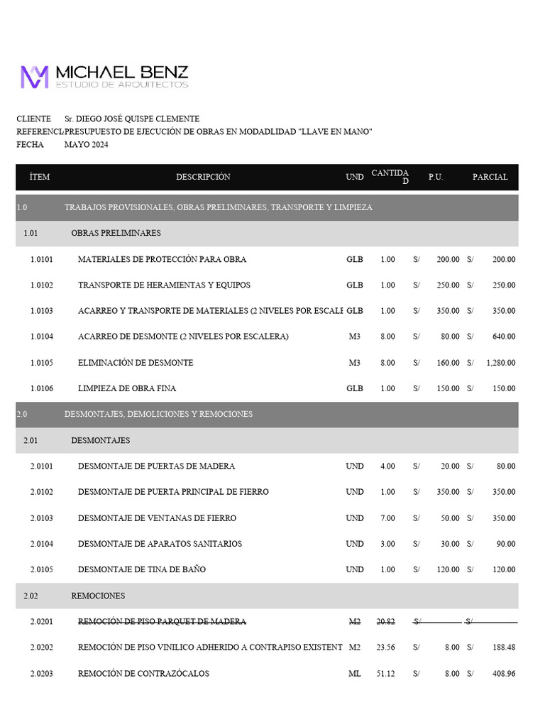 Presupuesto de Ejecucion de Obras - DIEGOQUISPE - MAY2024 - REV002 ... Presupuesto de Ejecucion de Obras - DIEGOQUISPE - MAY2024 - REV002 ...