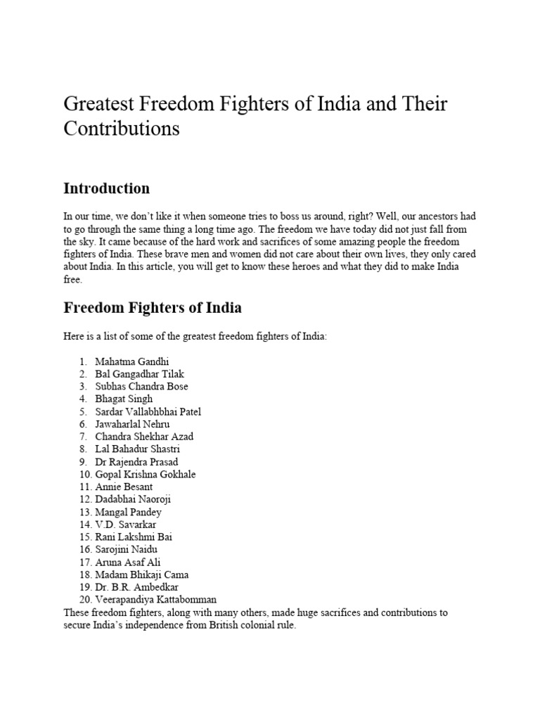 About Freedom Fighters | PDF | Indian Independence Movement ...