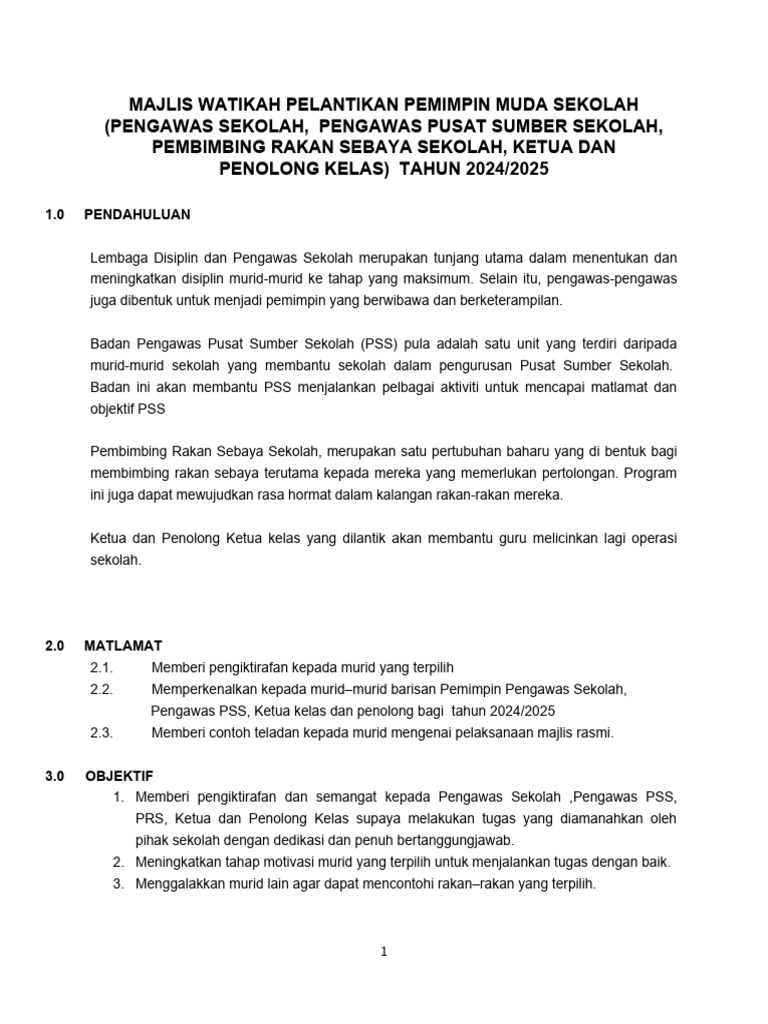 KERTAS - KERJA Watikah Pelantikan Pemimpin Muda Tahun 2024 | PDF